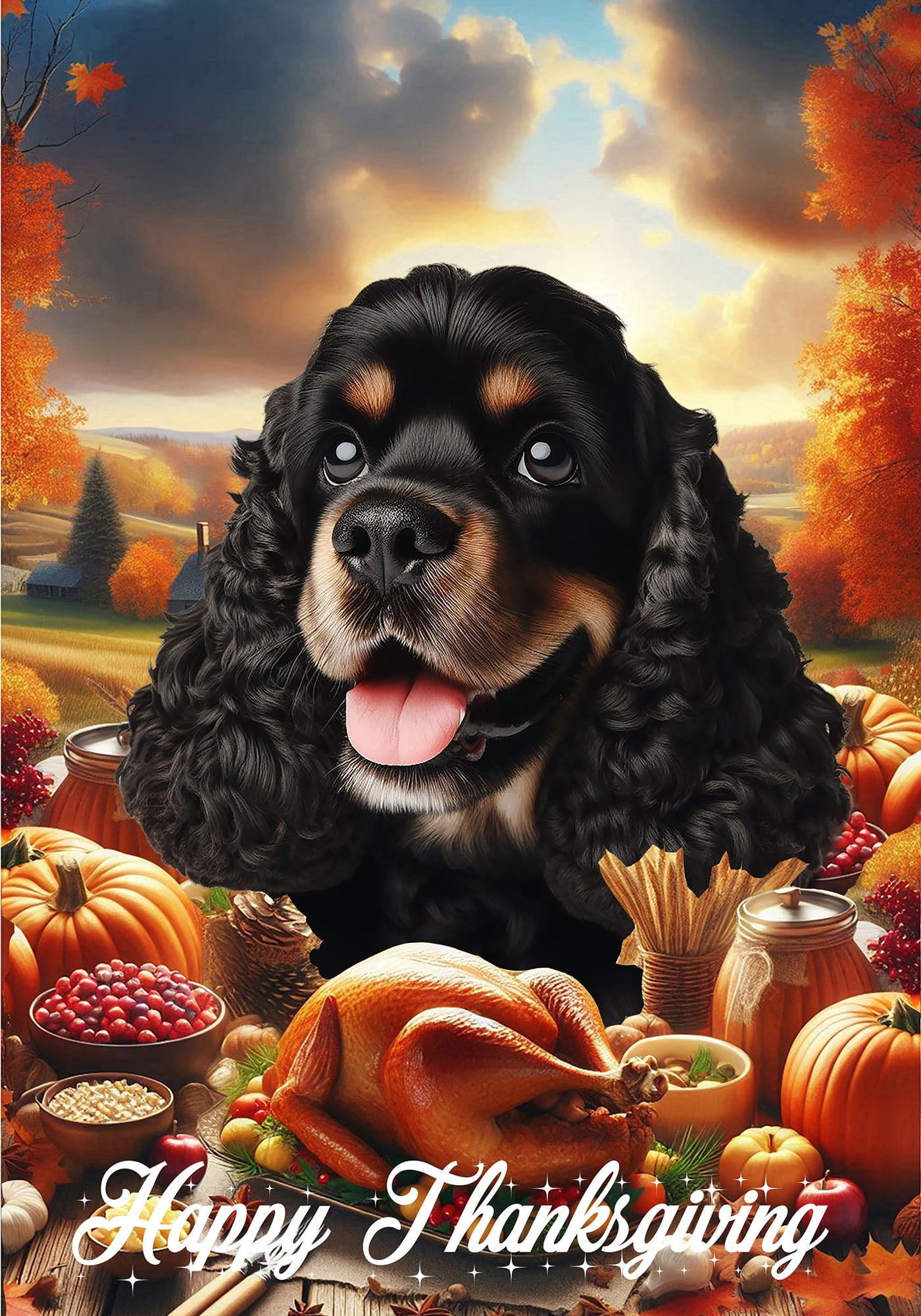Cocker Spaniel Black/Tan - Best of Breed Thanksgiving Outdoor Garden ...