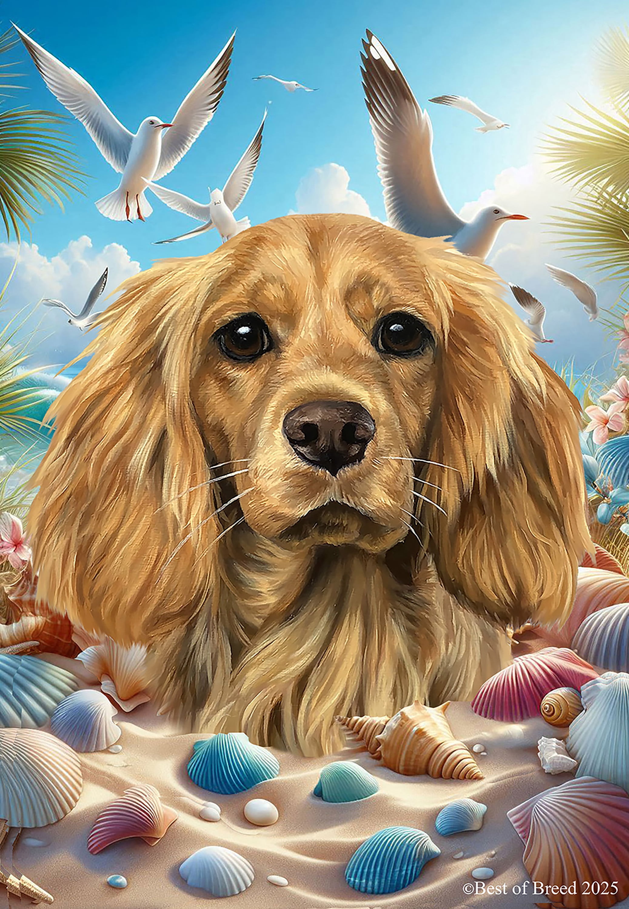 Cocker Spaniel Buff - Best of Breed Summer Beach Outdoor House Flag 28 ...
