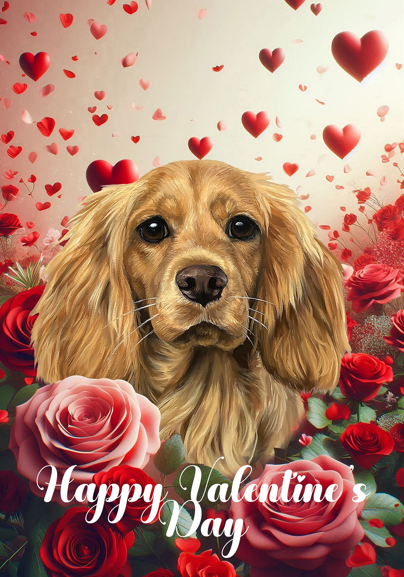 Cocker Spaniel Buff - Best of Breed Valentines Day Outdoor House Flag ...