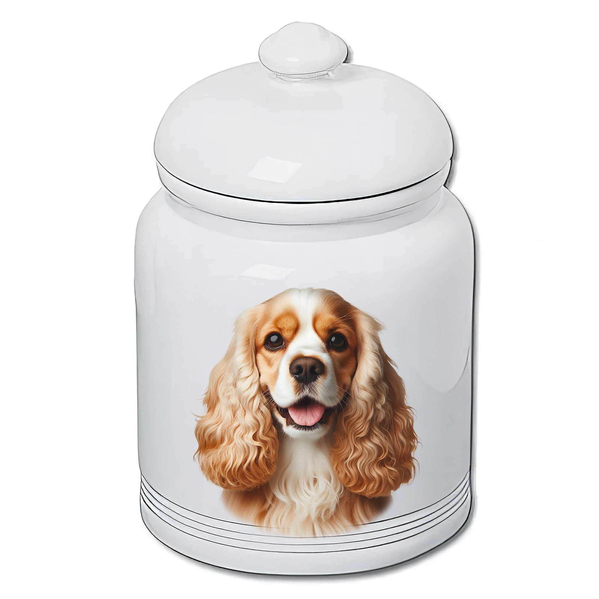 Cocker Spaniel Buff/White - Best of Breed Dog and Cat Ceramic Treat Jar ...