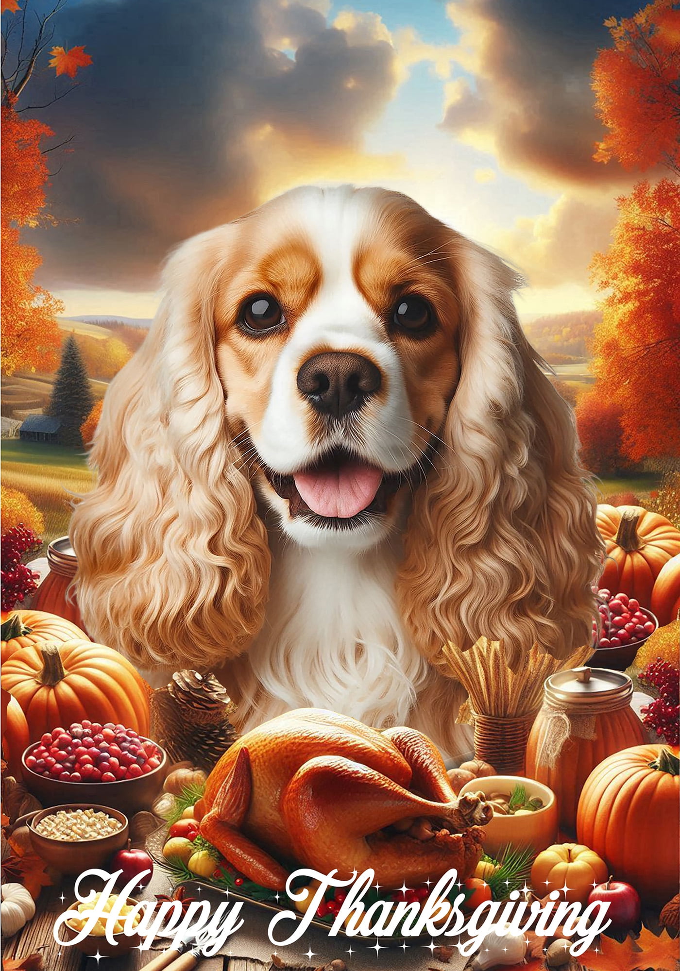 Cocker Spaniel Buff/White - Best of Breed Thanksgiving Outdoor House ...