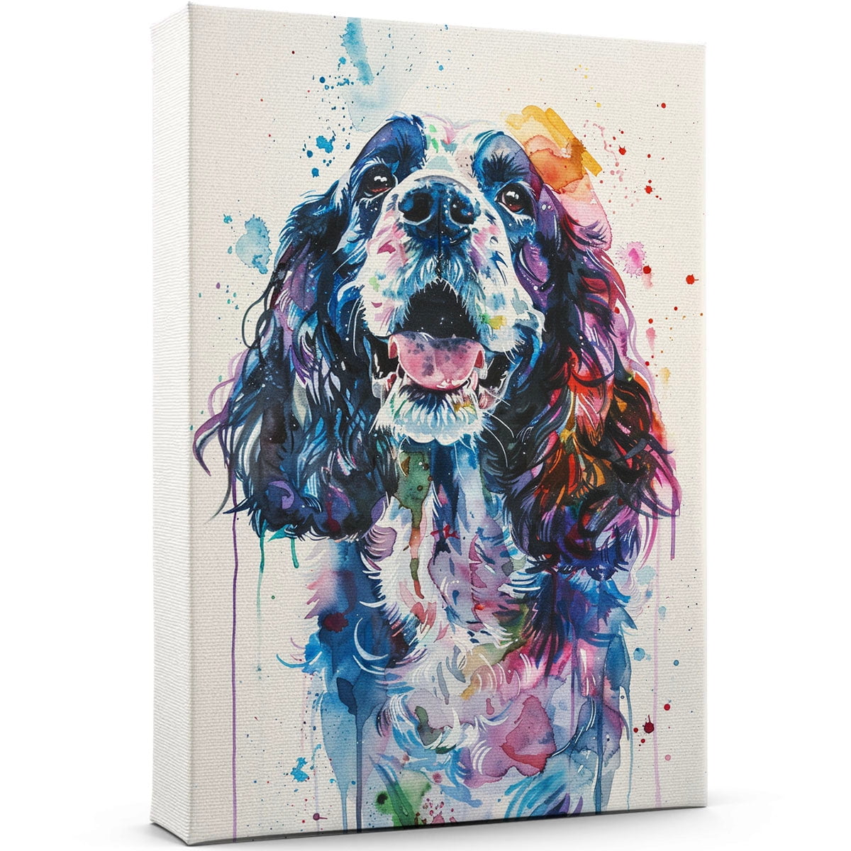 Cocker Spaniel Canvas Wall Art, Modern Cute Colorful Cocker Spaniel ...