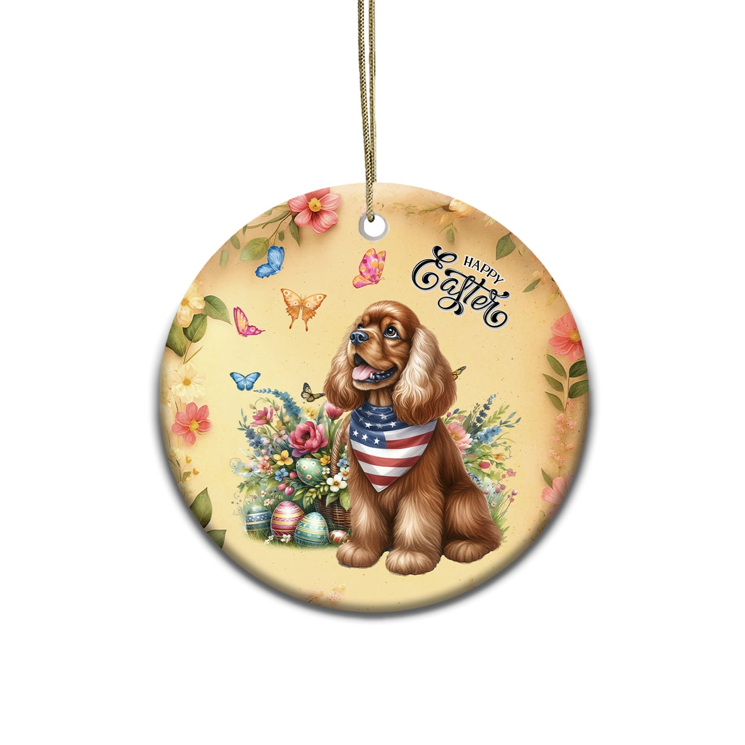 Cocker Spaniel Celebrates Spring and Enjoys a Happy Easter Ceramic ...