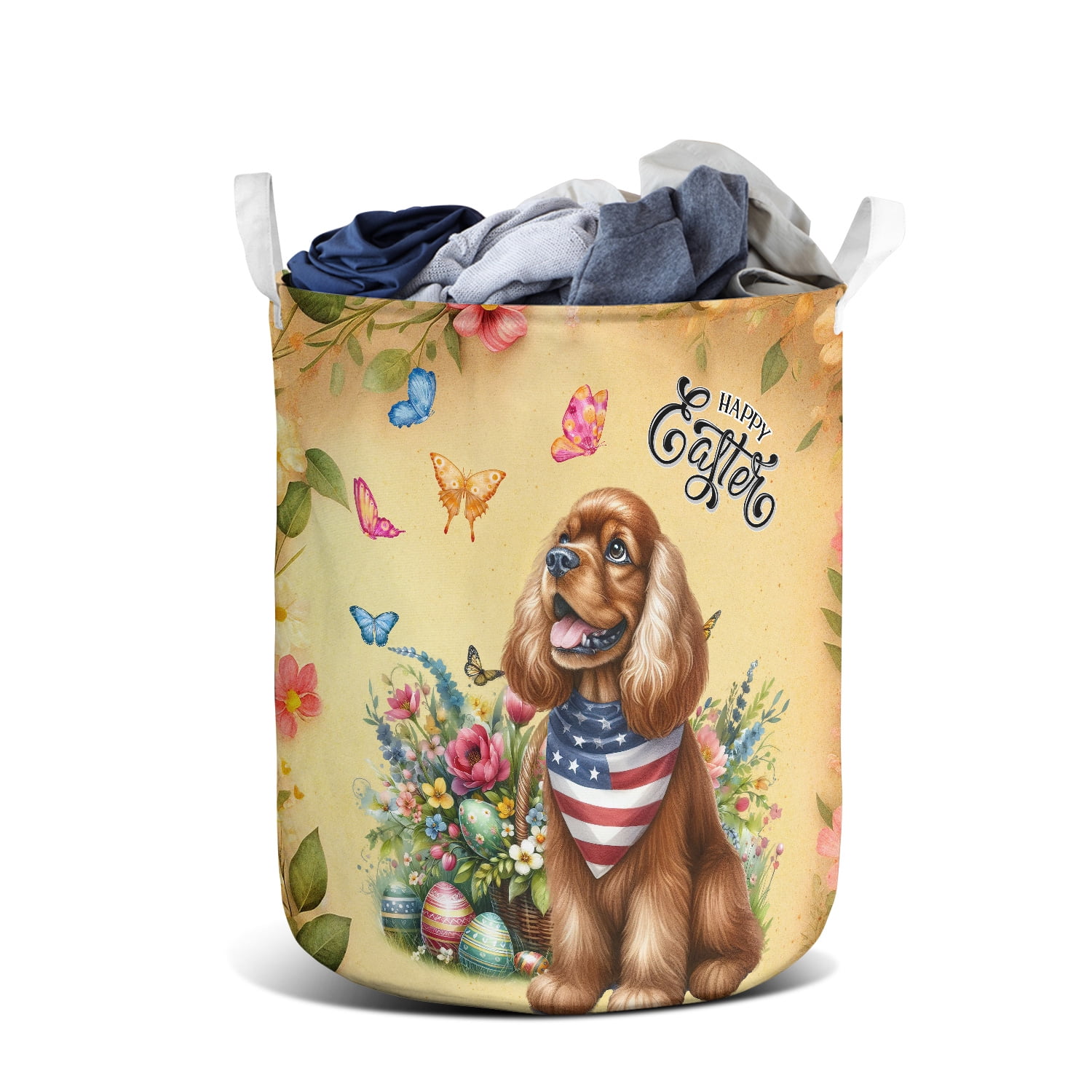 Cocker Spaniel Celebrates Spring and Enjoys a Happy Easter Foldable ...