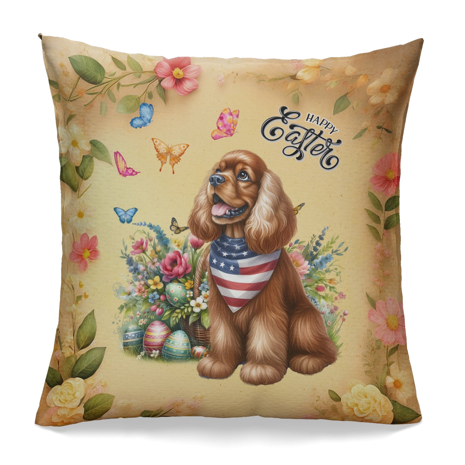 Cocker Spaniel Celebrates Spring and Enjoys a Happy Easter Pillowcase ...