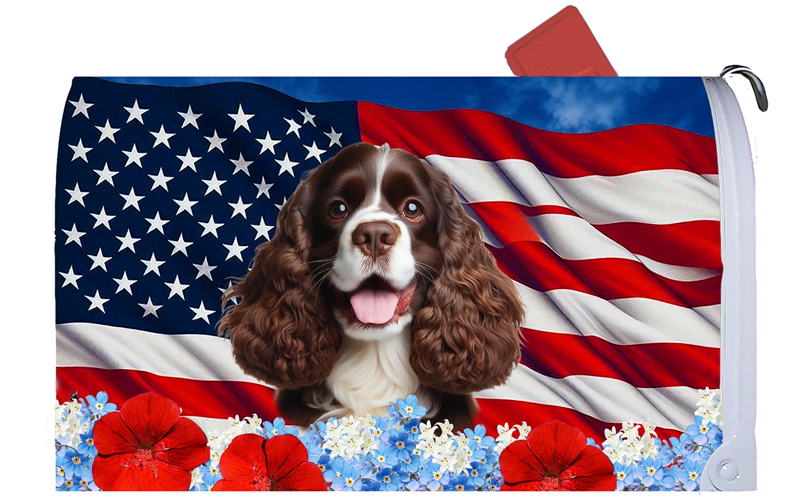 Cocker Spaniel Chocolate/White - Best of Breed Patriotic Dog Breed Mail ...