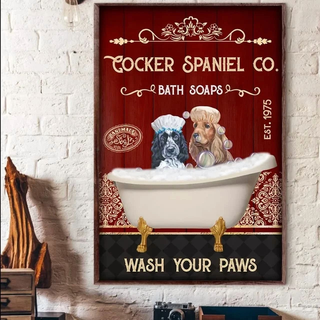 Cocker Spaniel Co Bath Soaps Wash Your Paws Bathroom Dog Dogs Est 1975 ...
