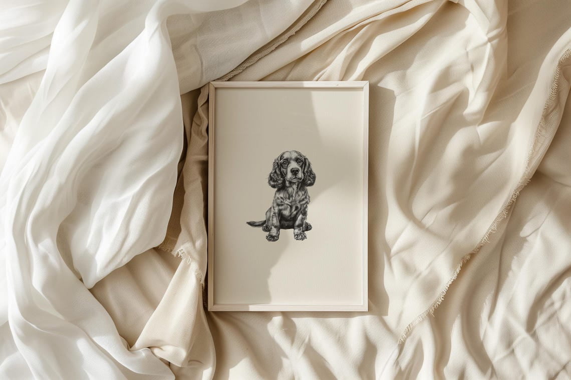 Cocker Spaniel Dog Art Poster: Pet Portrait, Unframed Poster Size 12x18 ...
