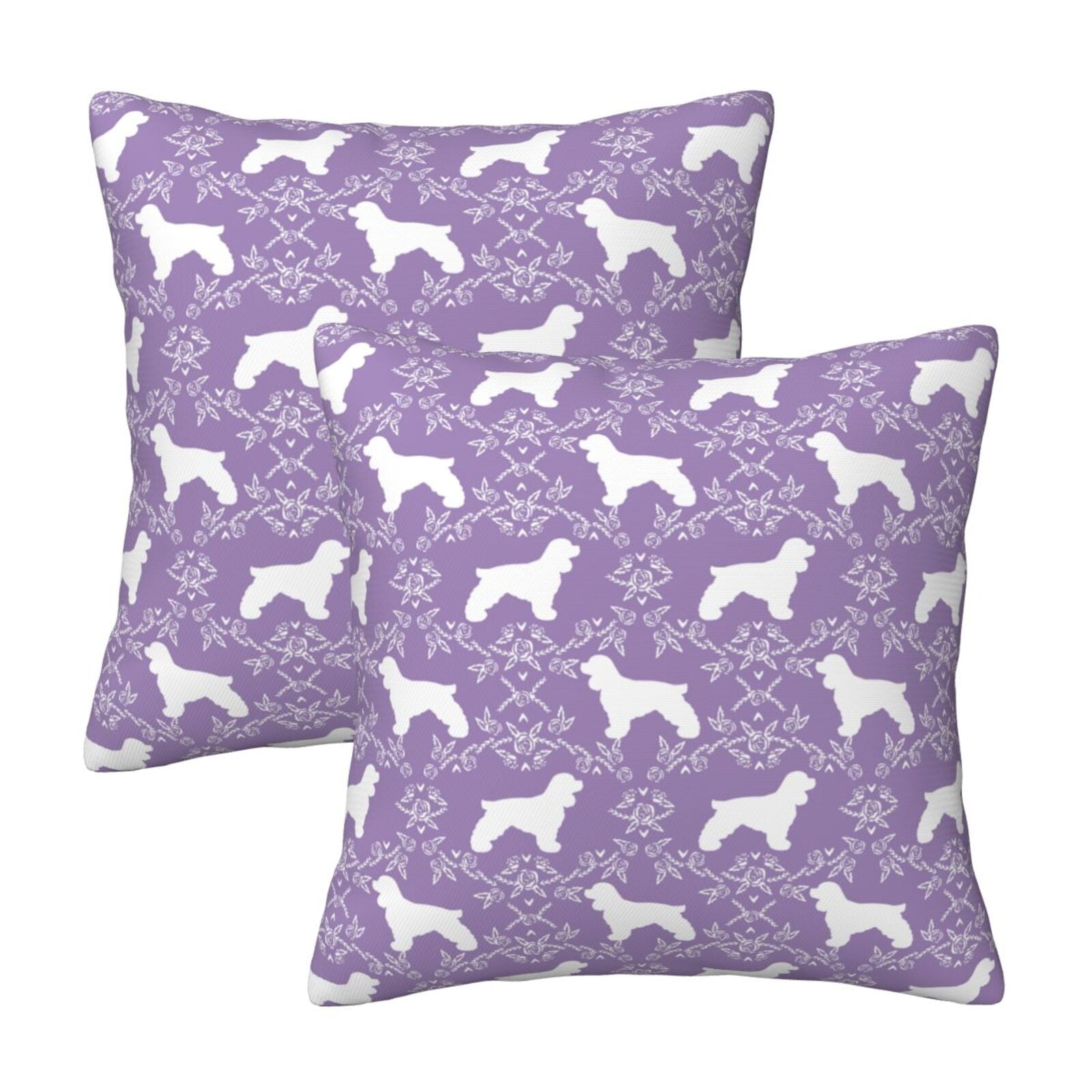 Cocker Spaniel Dog Breed Purple Pillow Covers Set of 2 Throw Pillow ...