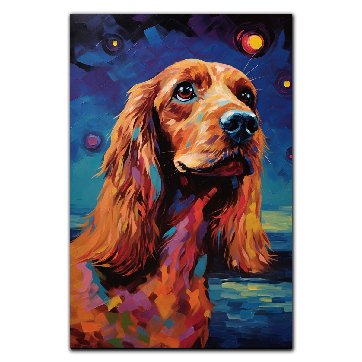 Cocker Spaniel Dog Canvas Starry Night Van Gogh Inspired Arts Large ...