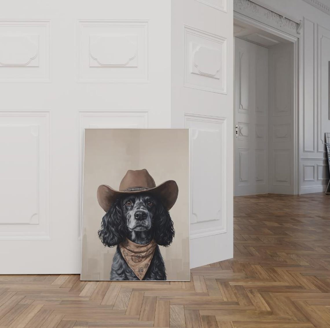 Cocker Spaniel Dog Cowgirl Hat Print, Spaniel Neutral Aesthetic Print ...