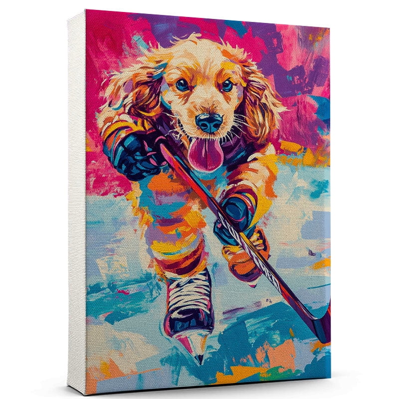 Cocker Spaniel Dog Ice Hockey Canvas – Funny Cocker Spaniel Dog Playing ...