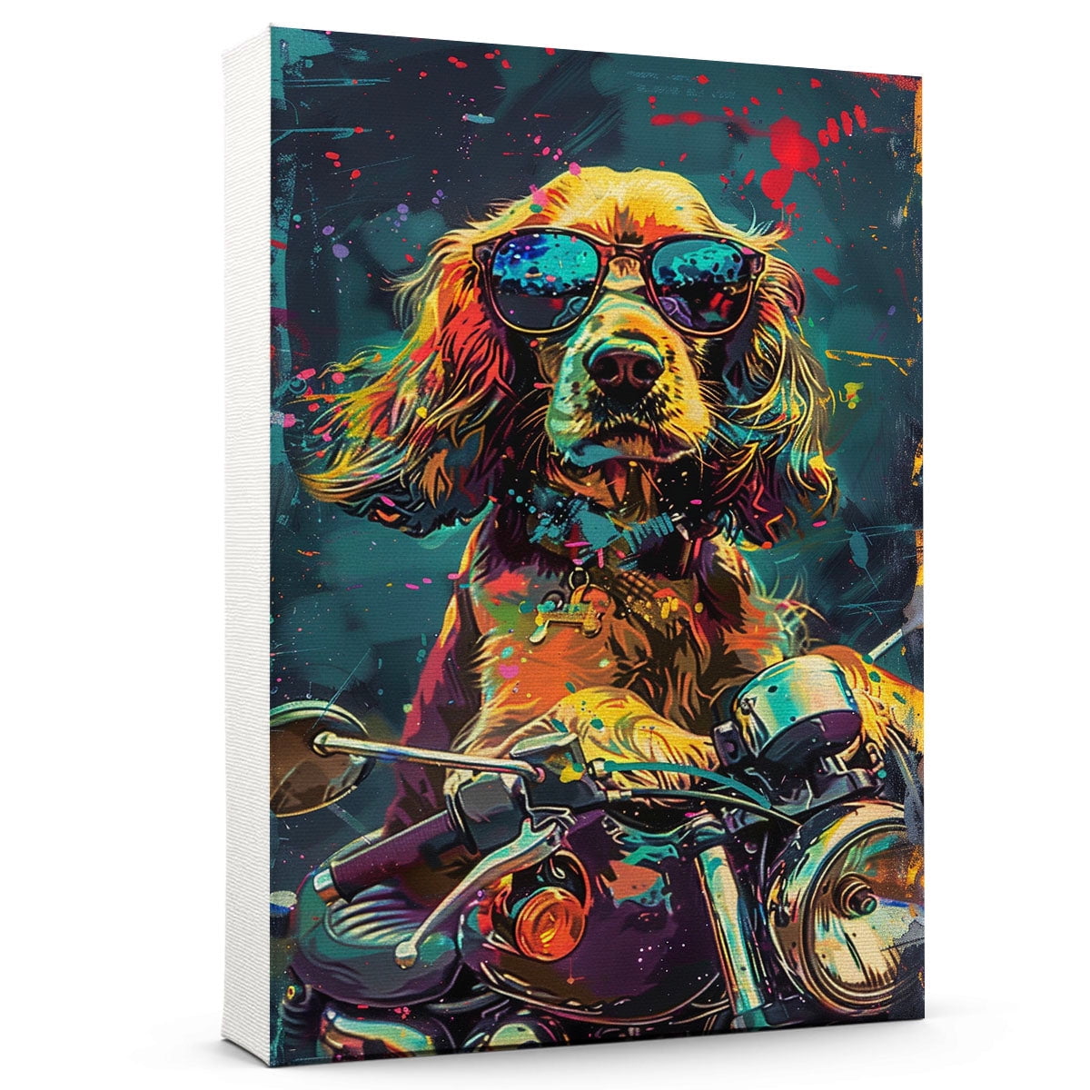 Cocker Spaniel Dog Riding a motorcycle Poster Unframe, Cocker Spaniel ...