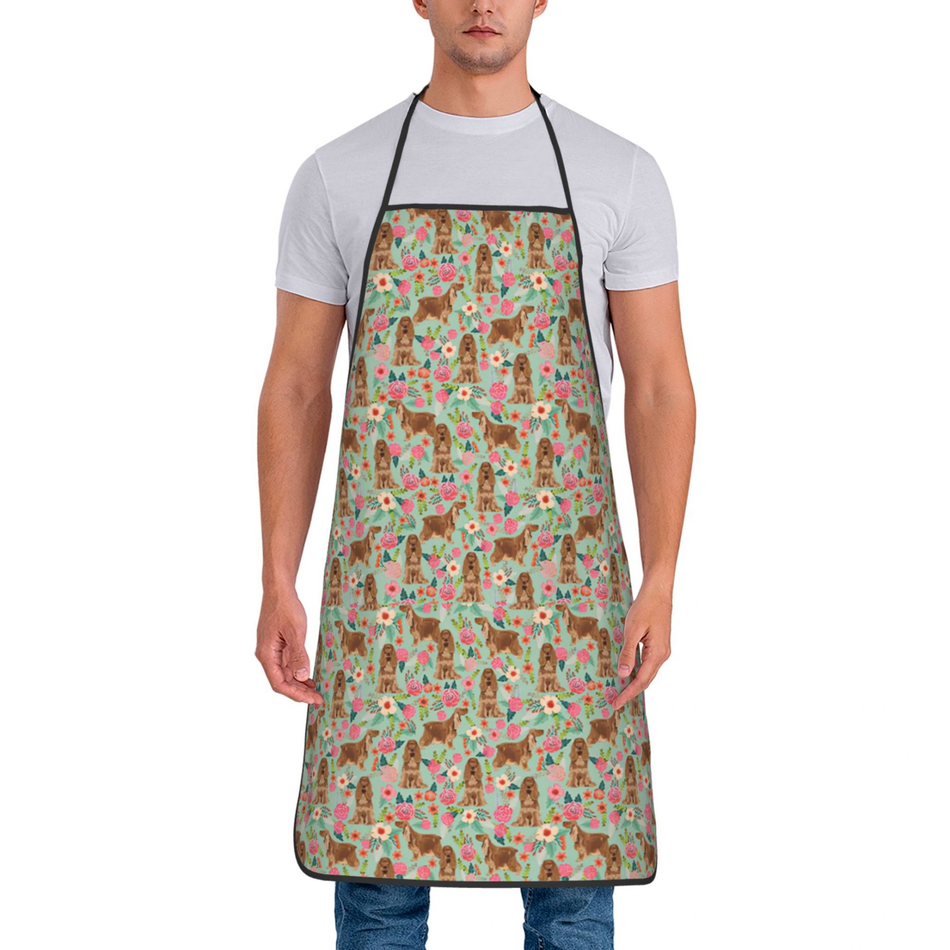 Cocker Spaniel Florals Dog Floral Flowers Dog Pattern Mint Aprons for ...