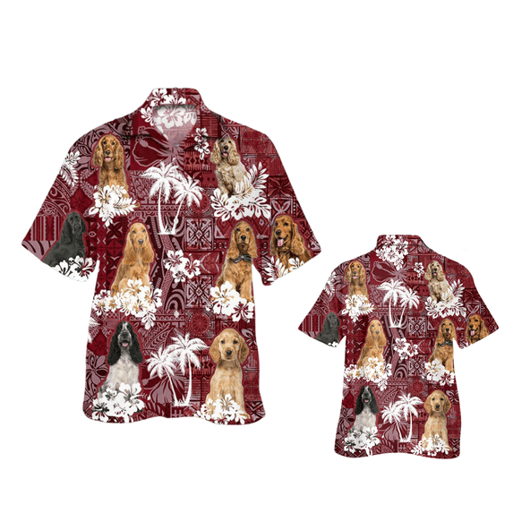 Cocker Spaniel Hawaiian Shirt, Red Hawaiian Shirt For Dog Lovers ...