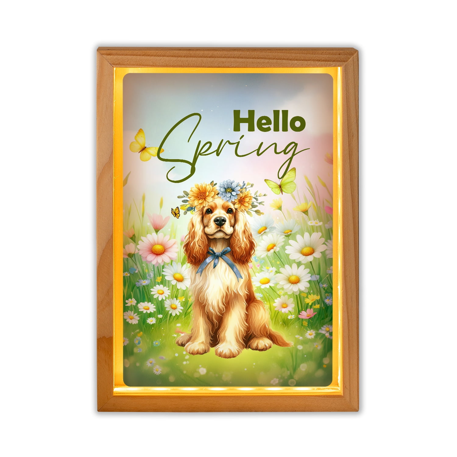 Cocker Spaniel Hello Spring Time Flower Floral Nature Acrylic Plaque ...