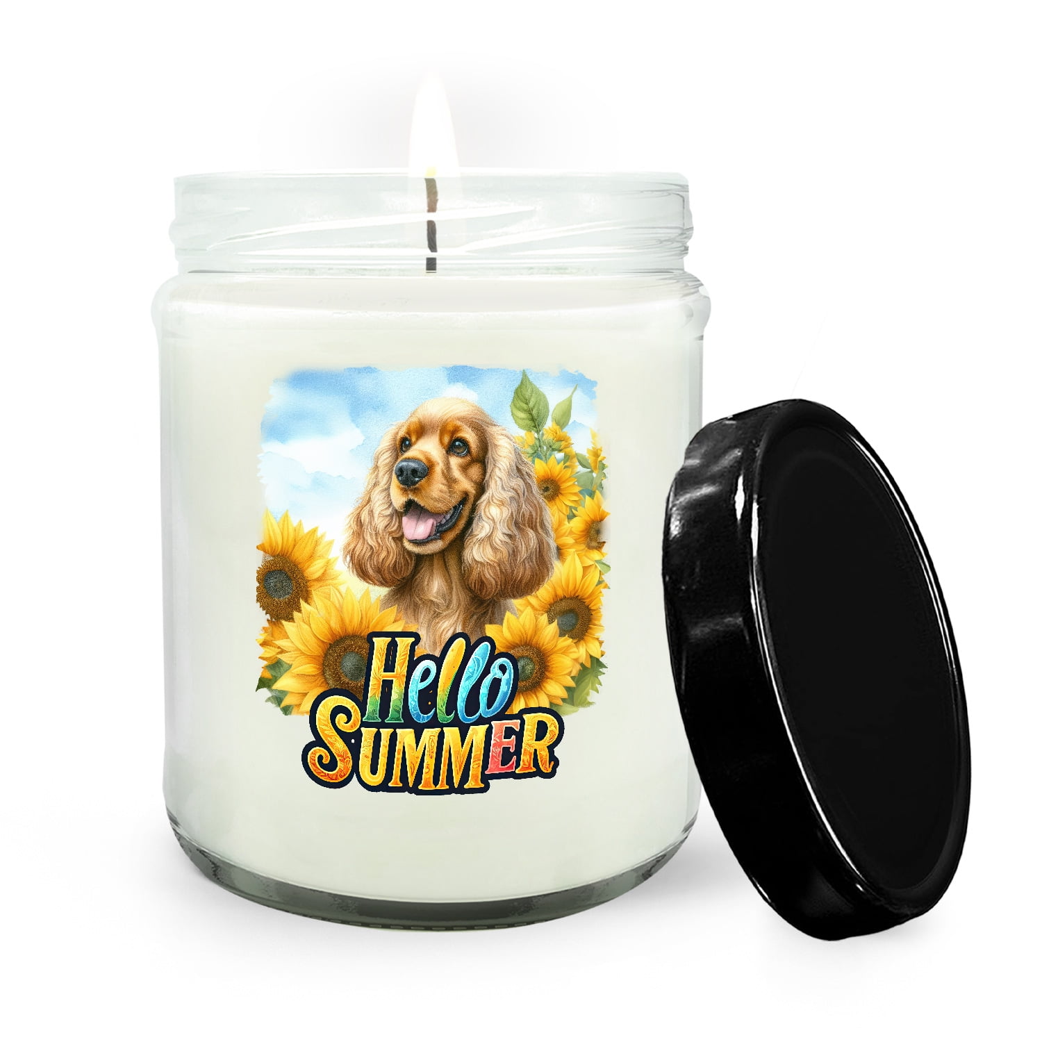 Cocker Spaniel Hello Summer Sunshine Sunflowers Spring Retro Vintage ...