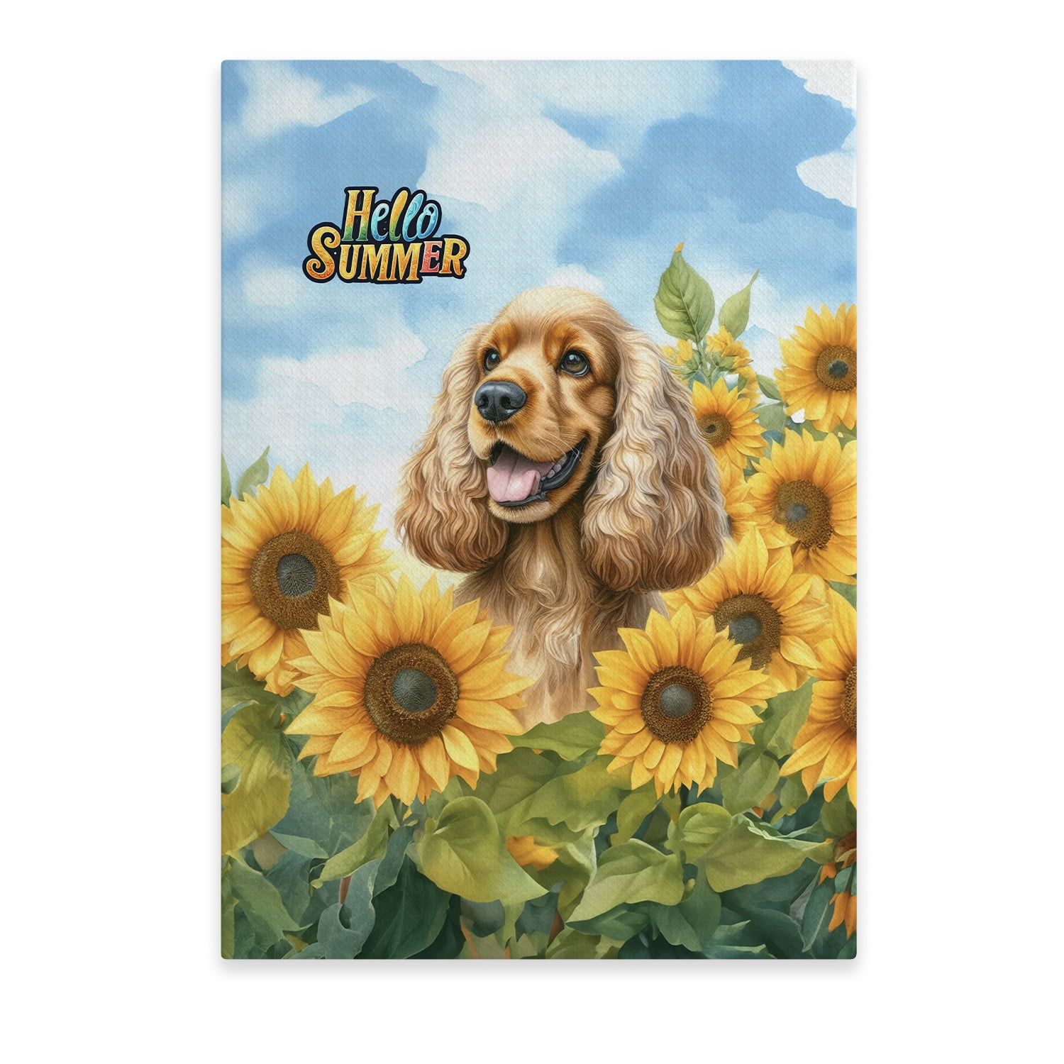 Cocker Spaniel Hello Summer Sunshine Sunflowers Spring Retro Vintage ...