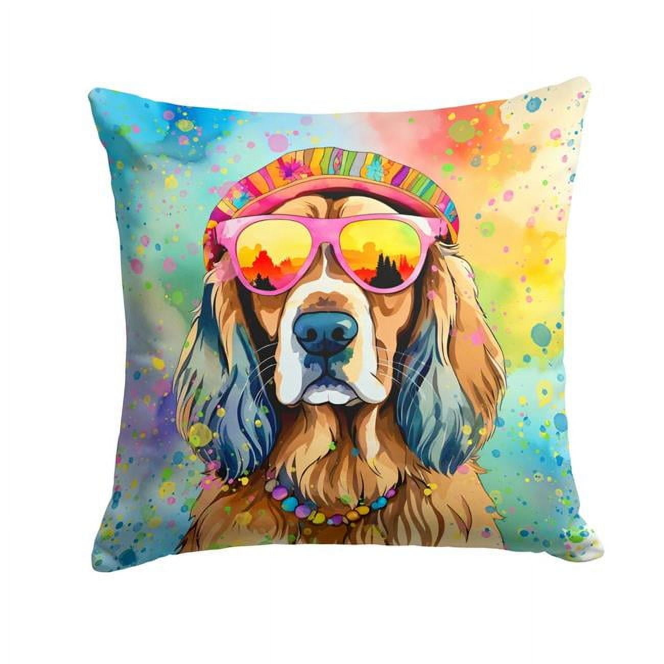 Cocker Spaniel Hippie Dawg Fabric Decorative Pillow 14 in x 14 in ...