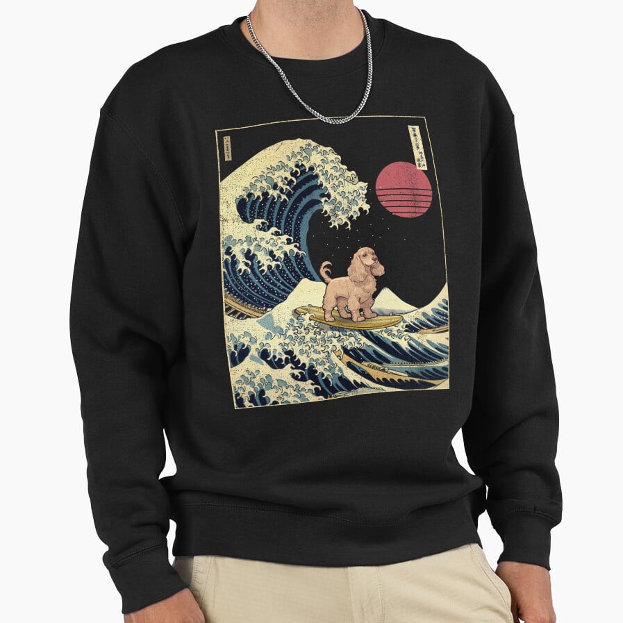 Cocker Spaniel Kanagawa Japanese Wave Unisex Sweatshirt Funny Christmas ...