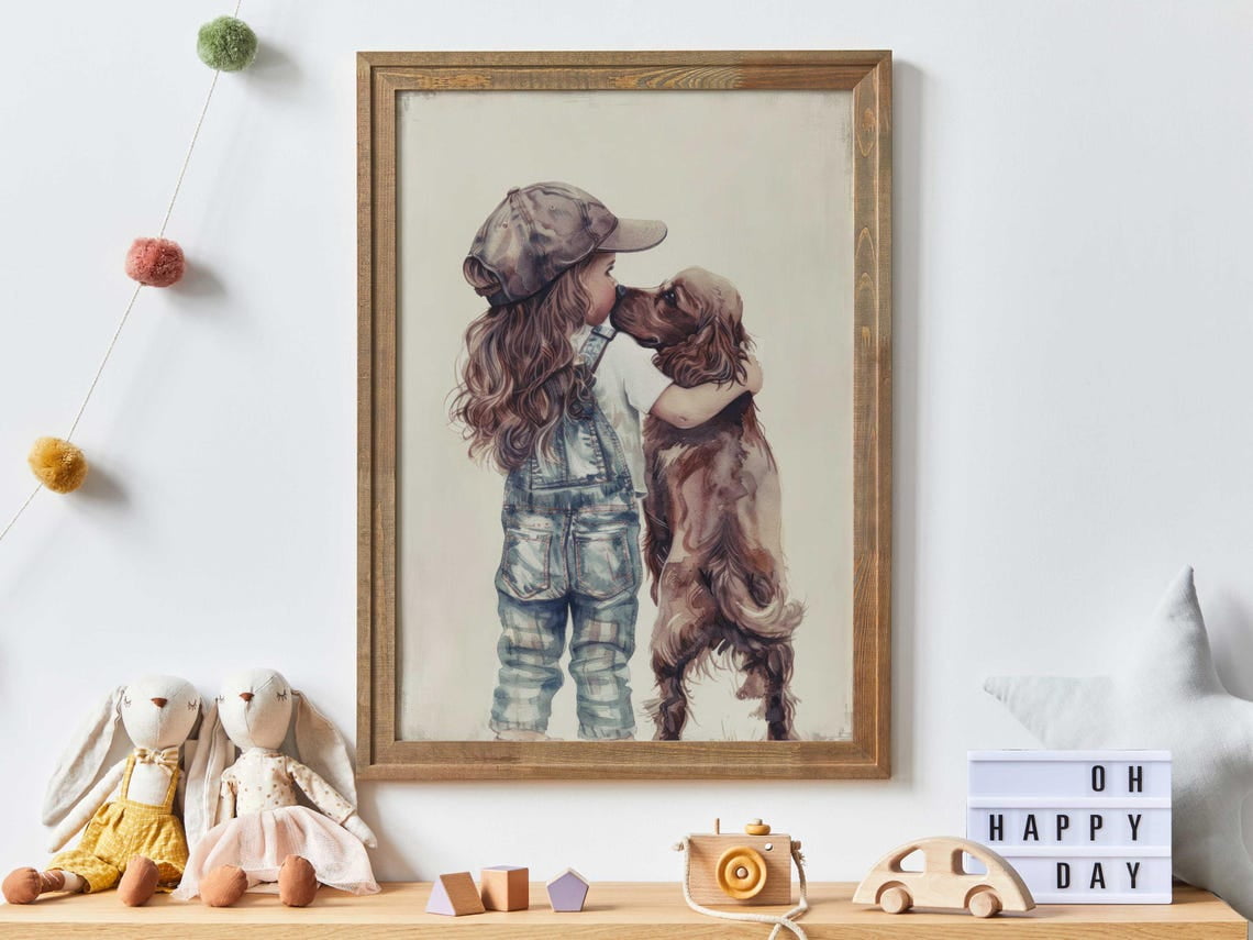 Cocker Spaniel Nursery Decor, Girl & Dog Painting, Dog Nursery Decor ...