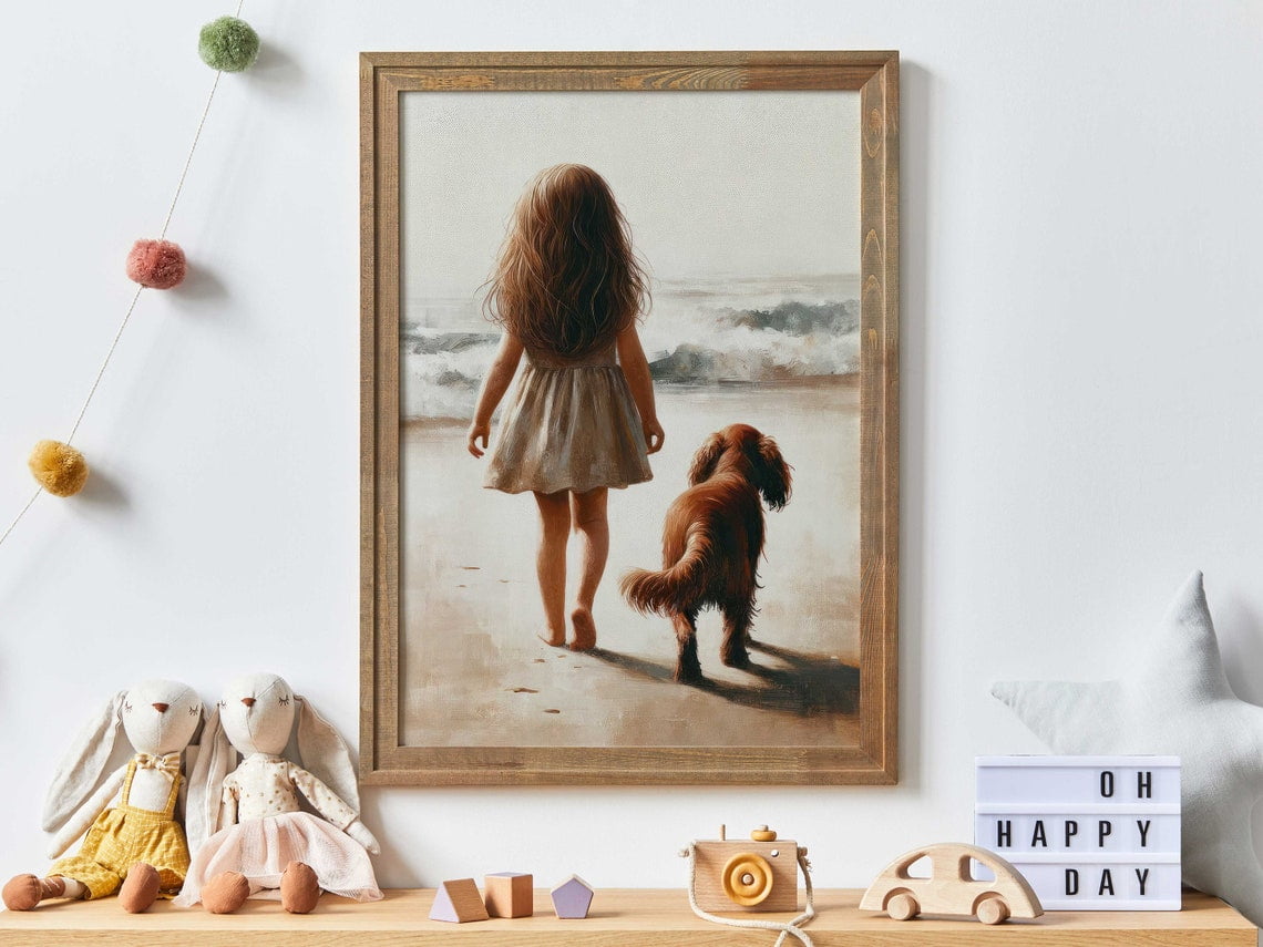 Cocker Spaniel Nursery Print, Girl & Dog Art, Dog Nursery Decor, Girls ...