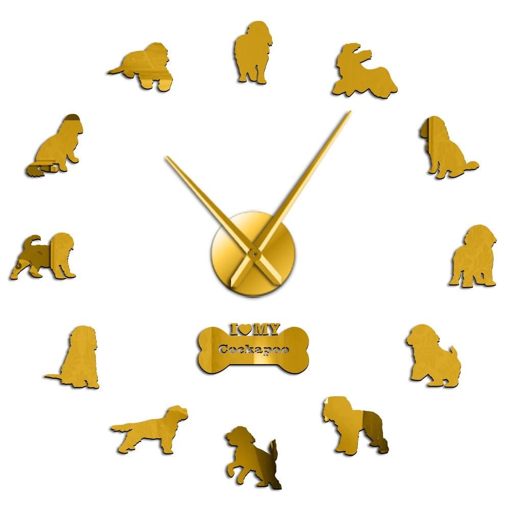 Cocker Spaniel Pet Dog Silhouette Frameless Wall Clock Stickers, DIY ...