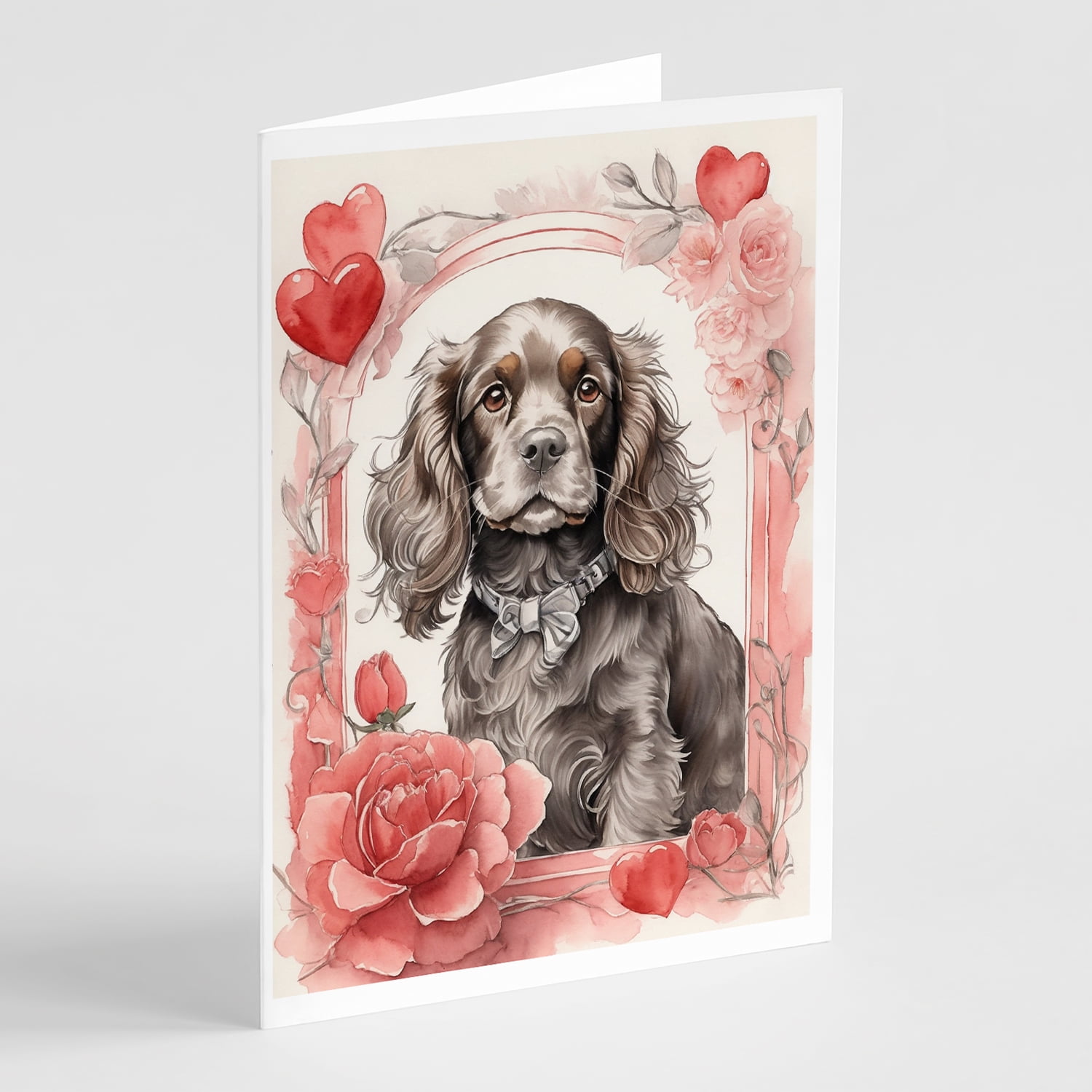 Cocker Spaniel Valentine Roses Greeting Cards Pack of 8 7 in x 5 in ...