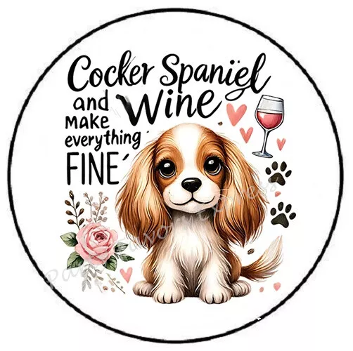 Cocker Spaniel And Wine Make Fine Sticker Party Favors Sticker Envelope ...