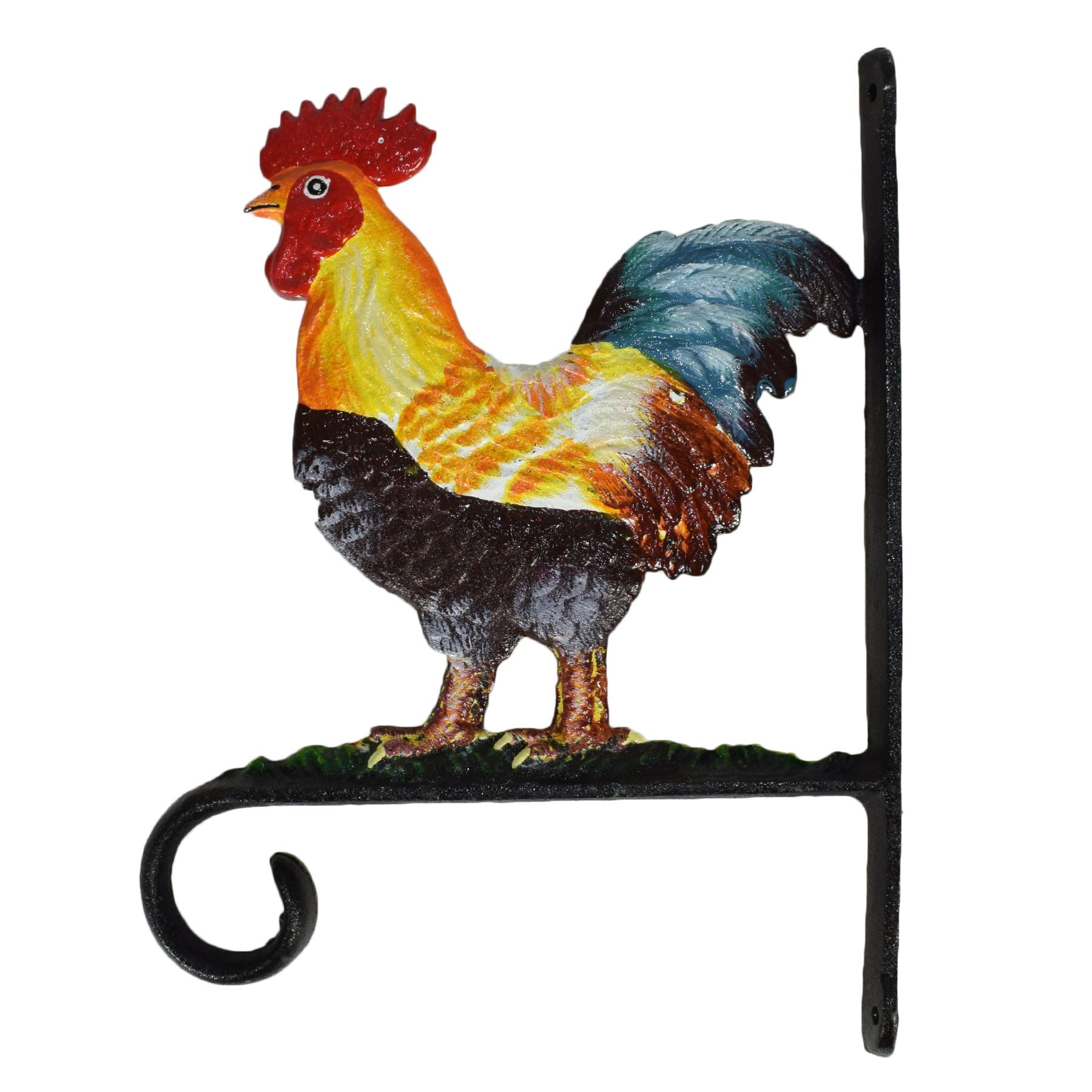 Cockerel / Chicken Basket Flower Hook / Hanger Farm Cast Iron Door Wall ...