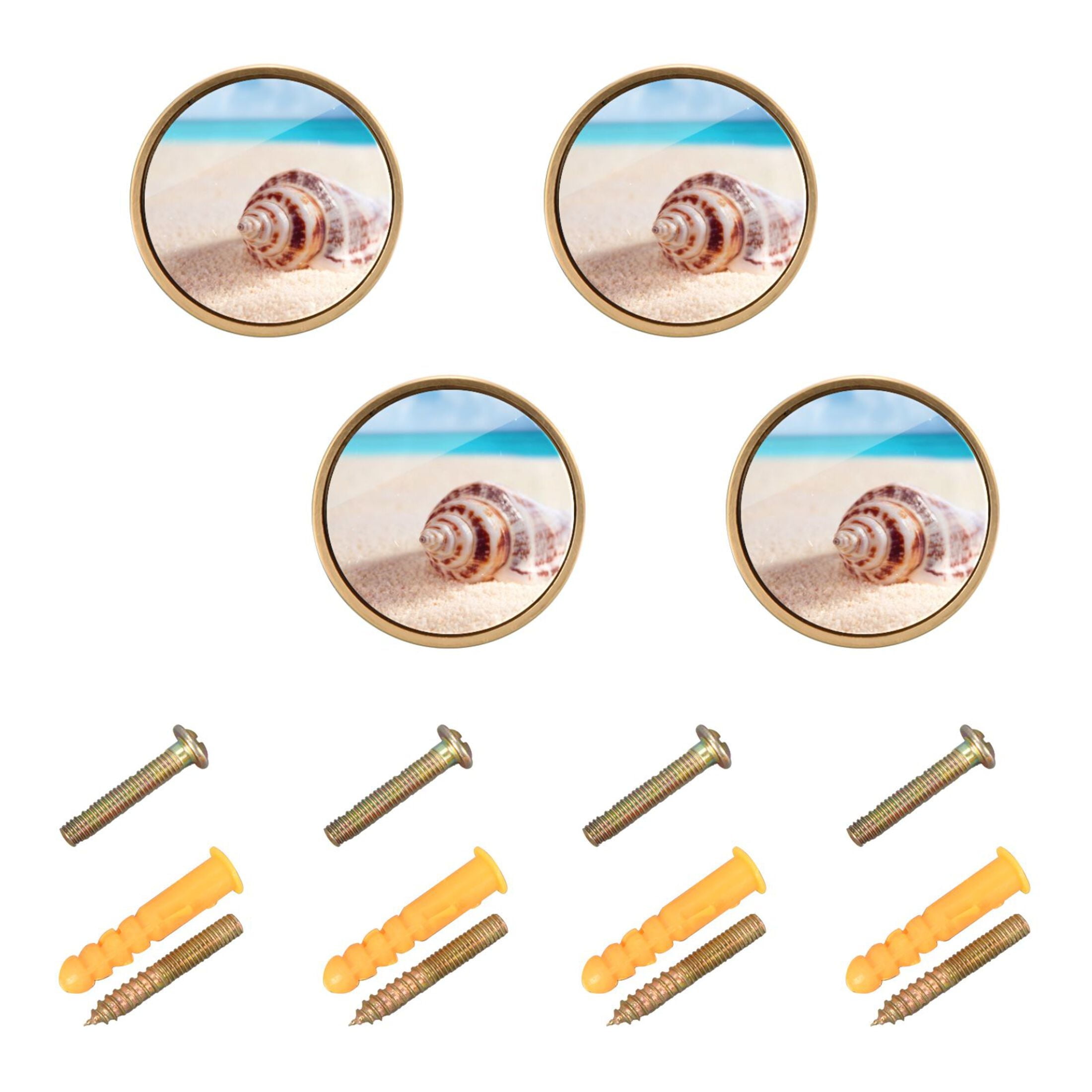 Cockleshell on Beach Cabinet Knobs Kitchen Drawers Knobs Door Round Pulls Knob Handles Dresser ...