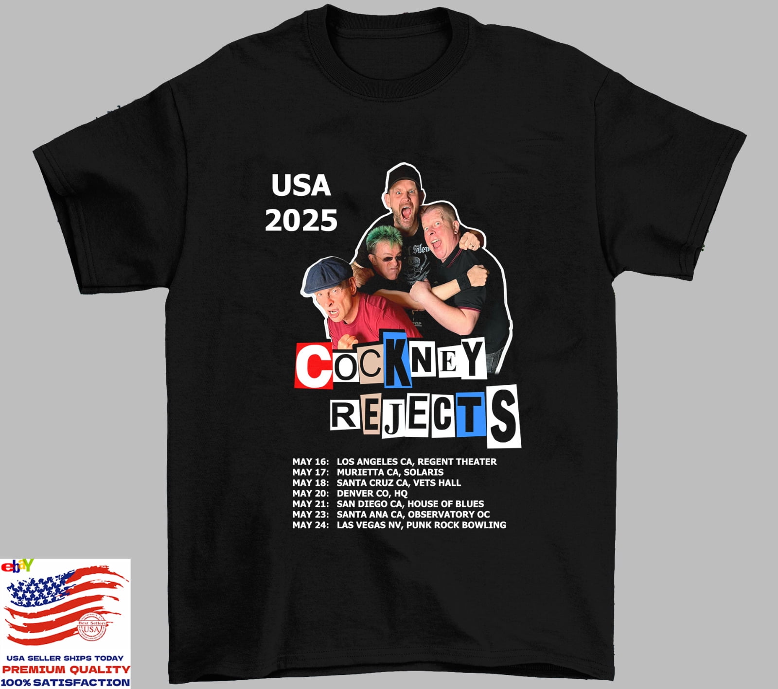 Cockney Rejects band On Tour USA 2025 T Shirt Size S-5XL ET1175 ...