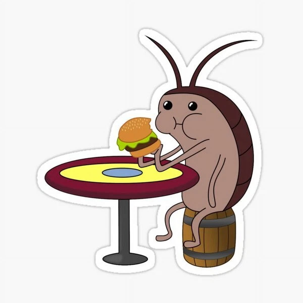 Cockroach Eating Burger Patty Sticker Phone Decal Water Bottle Stickers ...