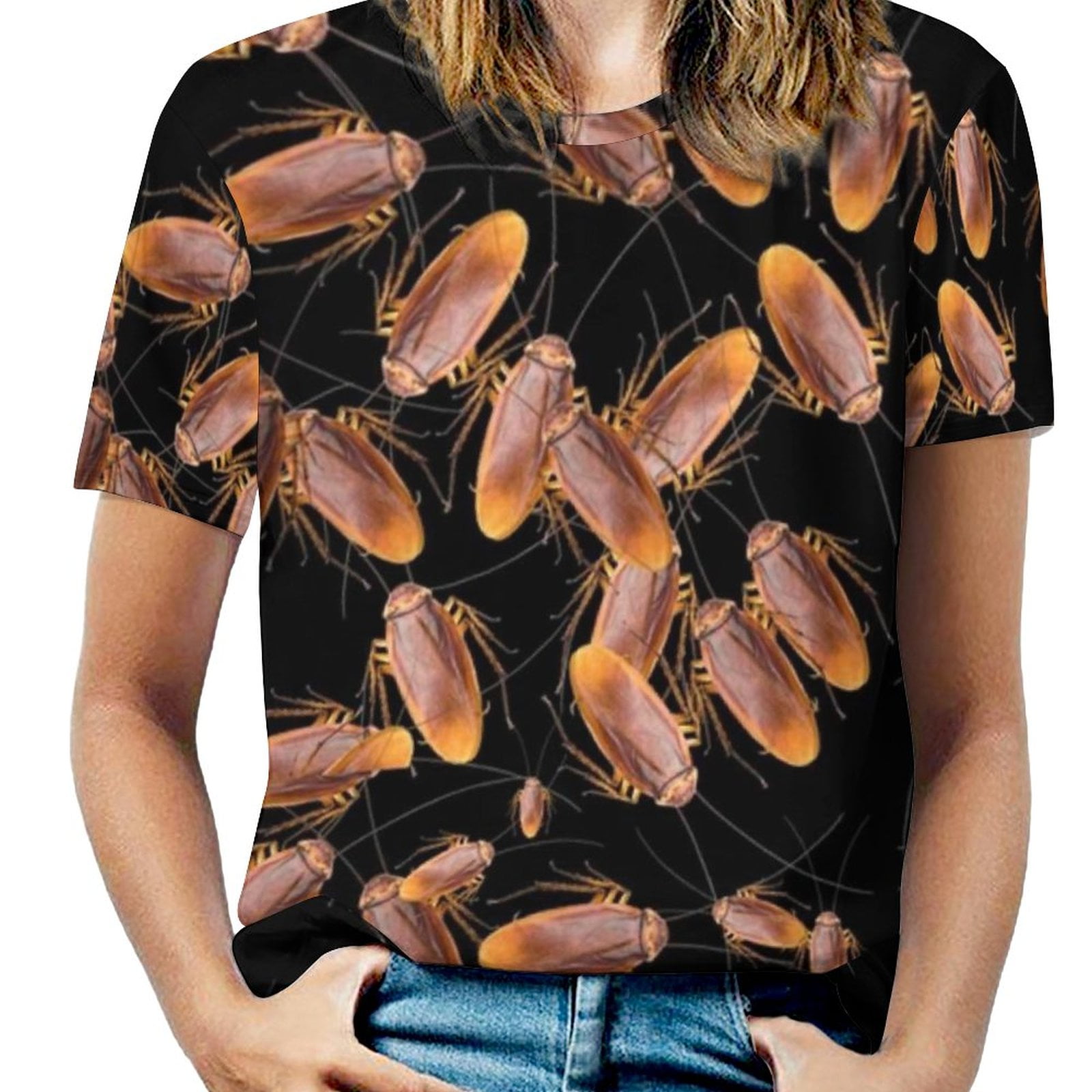 Cockroach Infestation New Fashion Zip Off Shoulder Top Short-Sleeve Women Shirt Roach Roaches ...