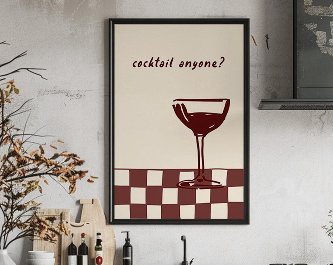 Cocktail Anyone? Bar Cart Poster! Boho, Minimalist Modern Art ...