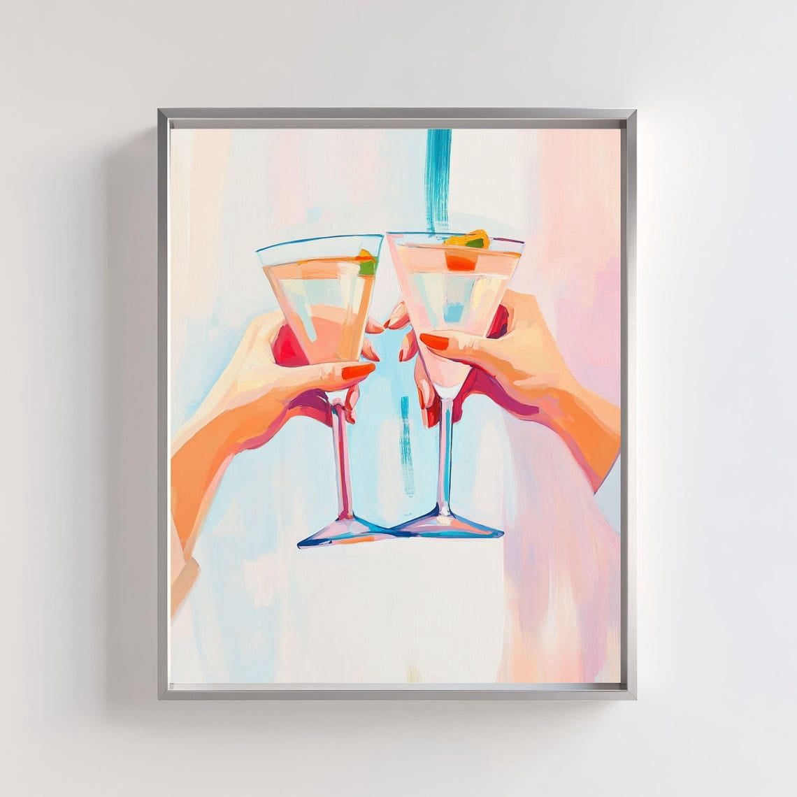 Cocktail Art Print, Martini Glass Cheers Wall Decor, Vibrant Drink ...