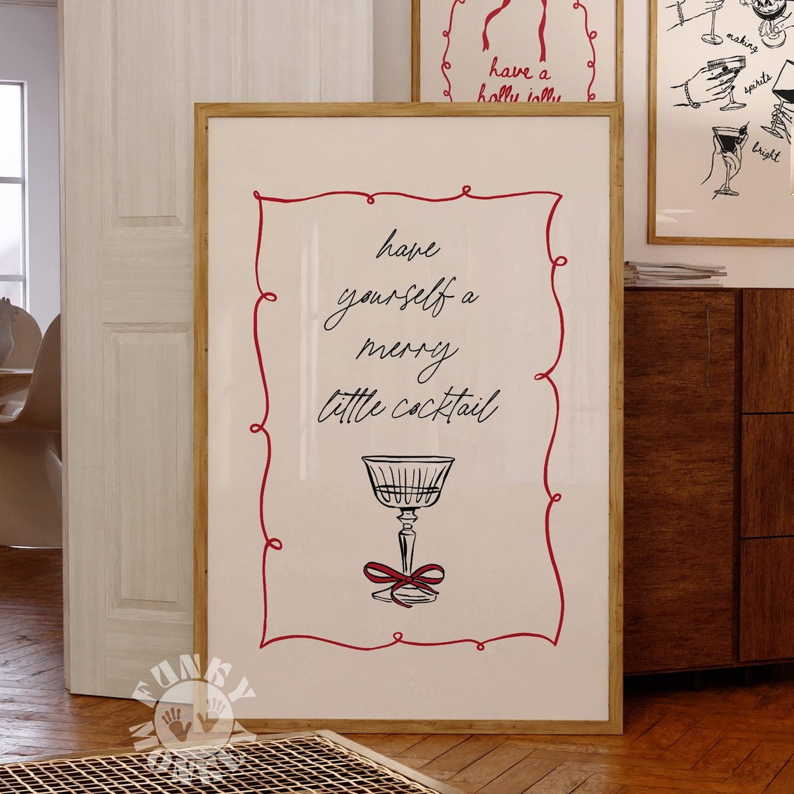 Cocktail Bar Cart Wall Art, Trendy Drink Print, Girly Winter Cheer ...