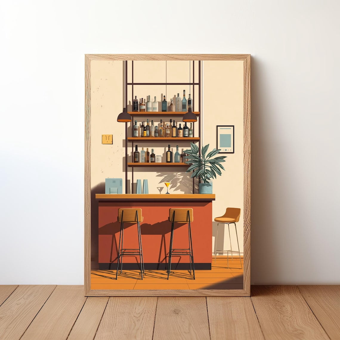 Cocktail Bar Wall Art Minimalist Modern Vector Home Decor Mixology ...