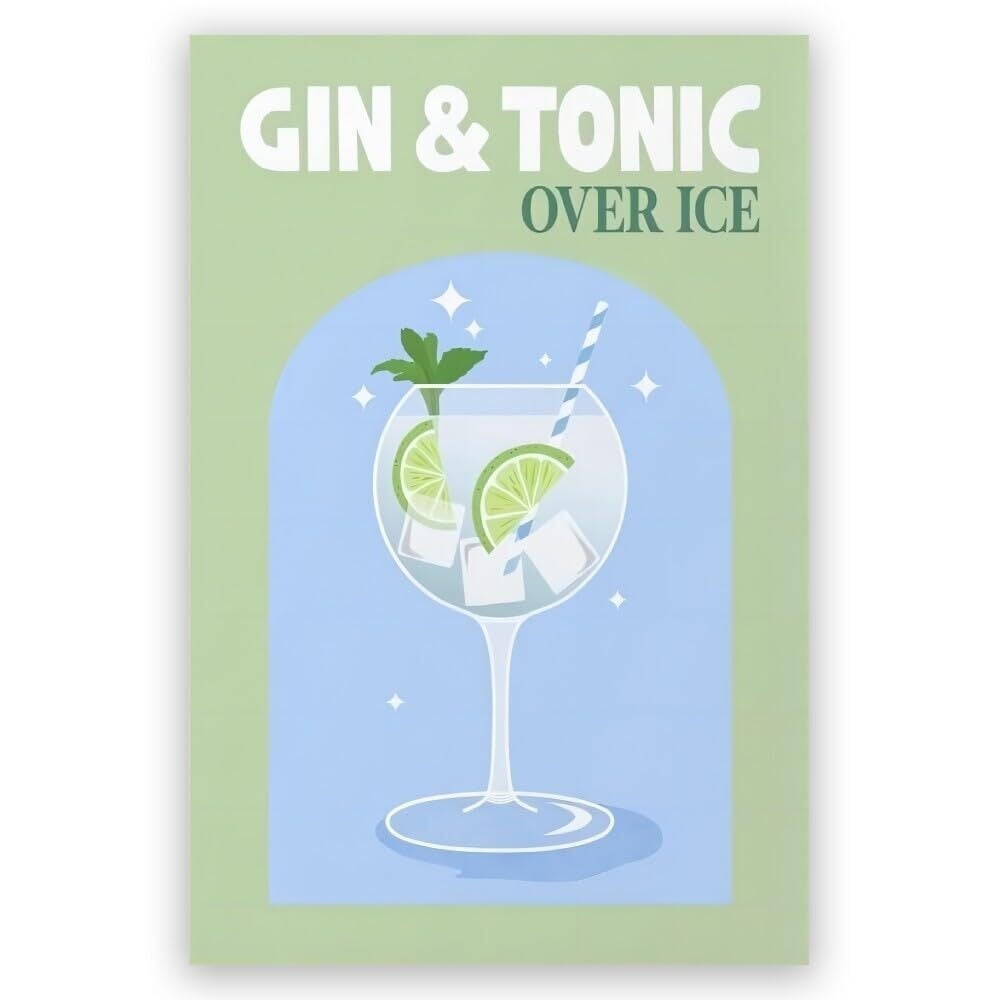 Cocktail Bar Wall Decor Vintage Dirty Gin Martini Posters (4) Classic ...