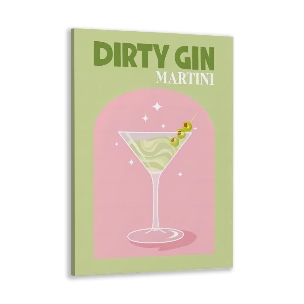 Cocktail Bar Wall Decor Vintage Dirty Gin Martini Posters (6) Classic ...