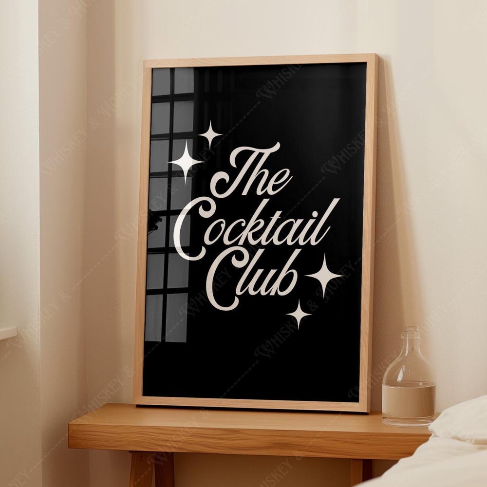 Cocktail Club Art Print Trendy Home Decor It Girl Dorm Bar CArt ...