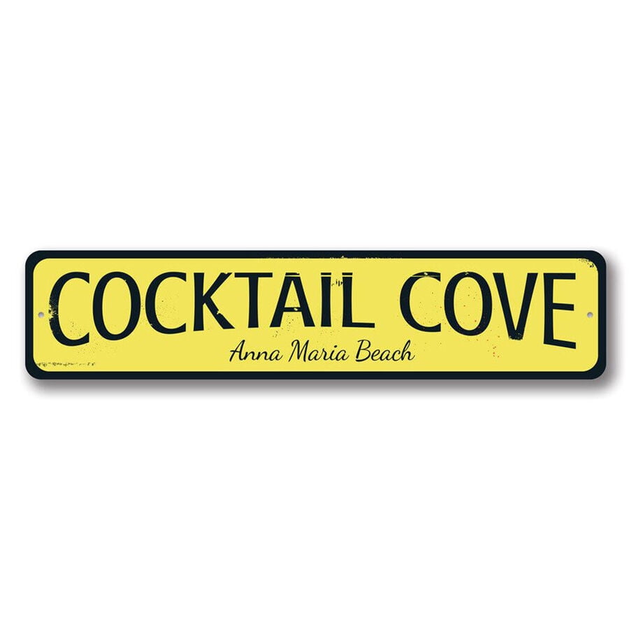 Cocktail Cove Sign Beach Location Sign Metal Decor Sign Size: 4 x 16 ...