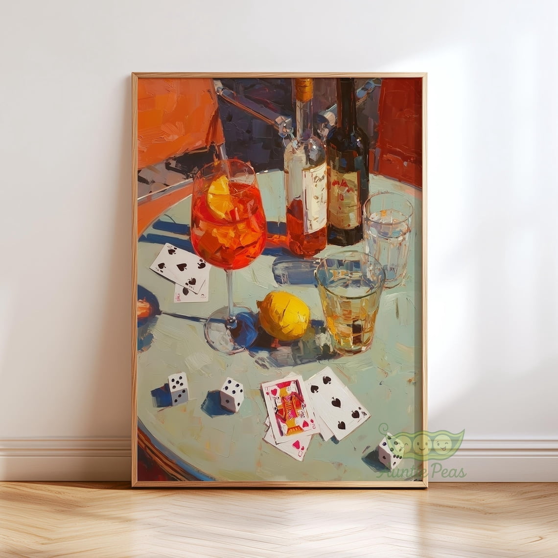 Cocktail Dice Cards Wall Art Retro Bar Aperol Spritz Vintage Gambling ...