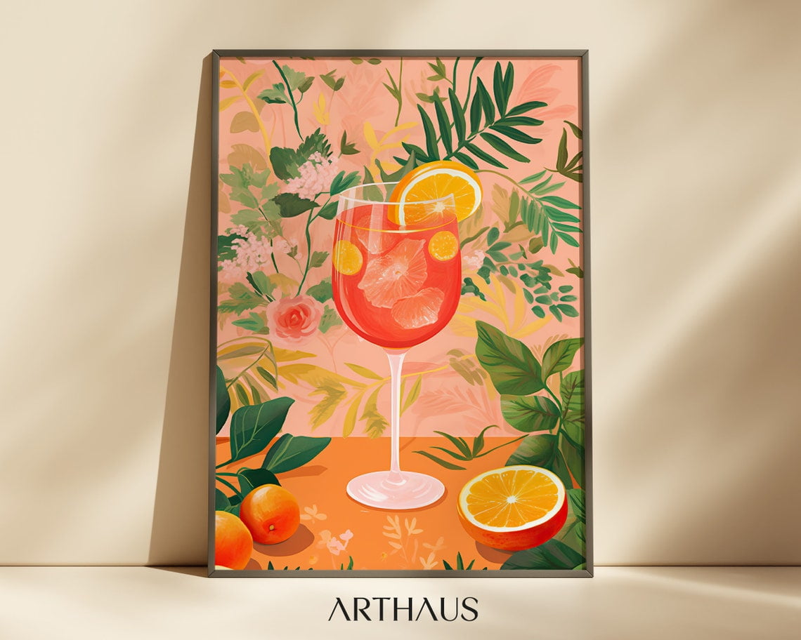 Cocktail Digital Print Aperol Spritz Wall Art Kitchen Wall Art Bar Wall ...
