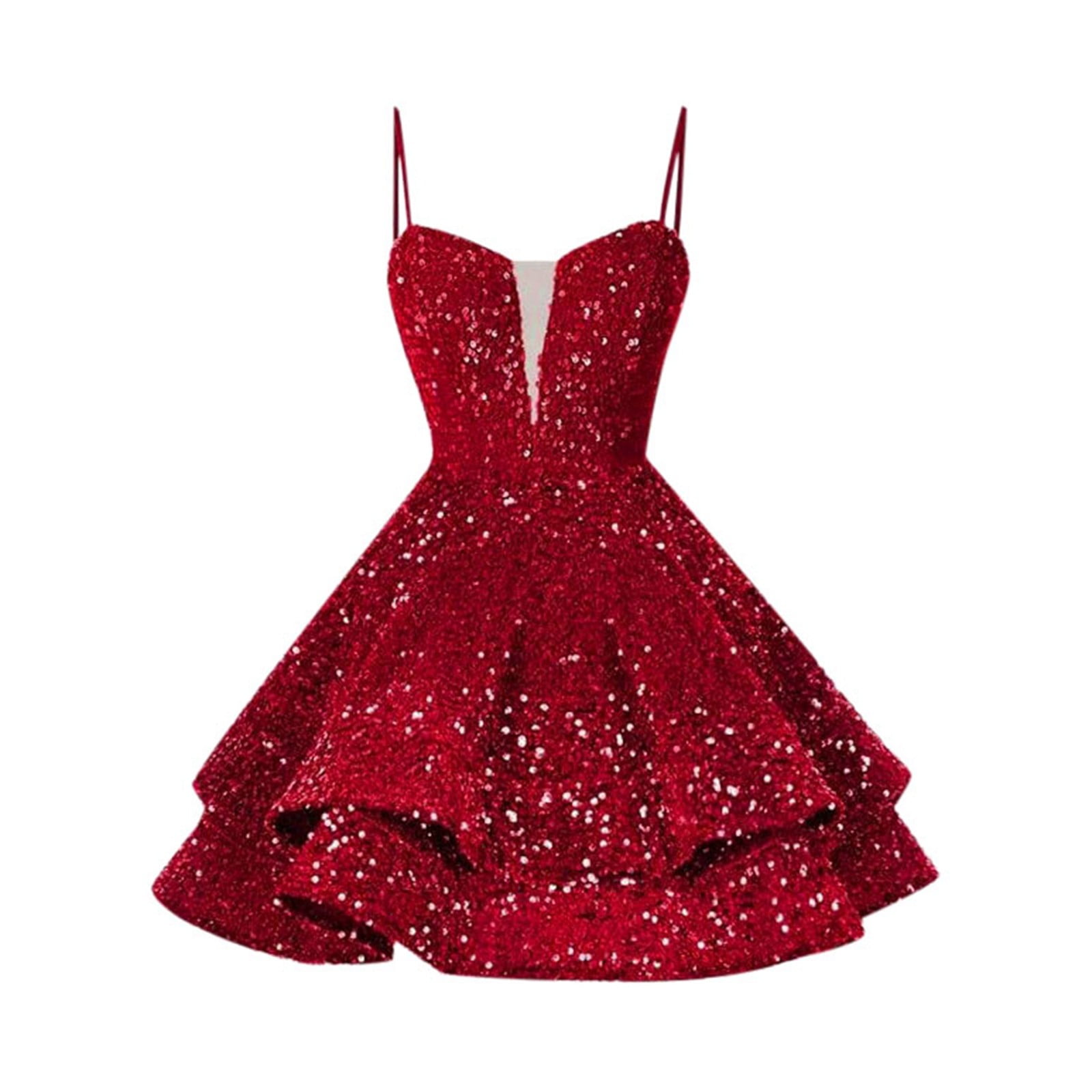 Dresses For Women Sequined Short Homecoming Suspender Sexy Dress Shiny ...