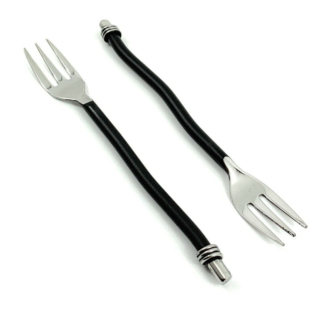 Cocktail Forks Set of 6 (Black Twisted Handle) - Walmart.com