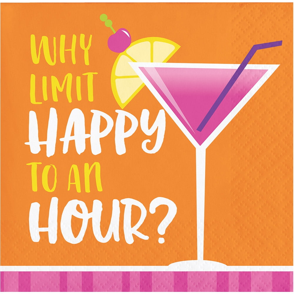 Cocktail Fun 16 Ct Beverage Napkins Summer Sayings Pool Party Happy ...