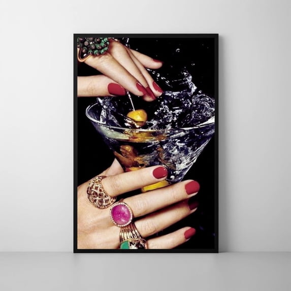 Cocktail Glam Art Poster Red Nails Statement Rings Poster, Unframed Canvas Size 24x36 - Walmart.com