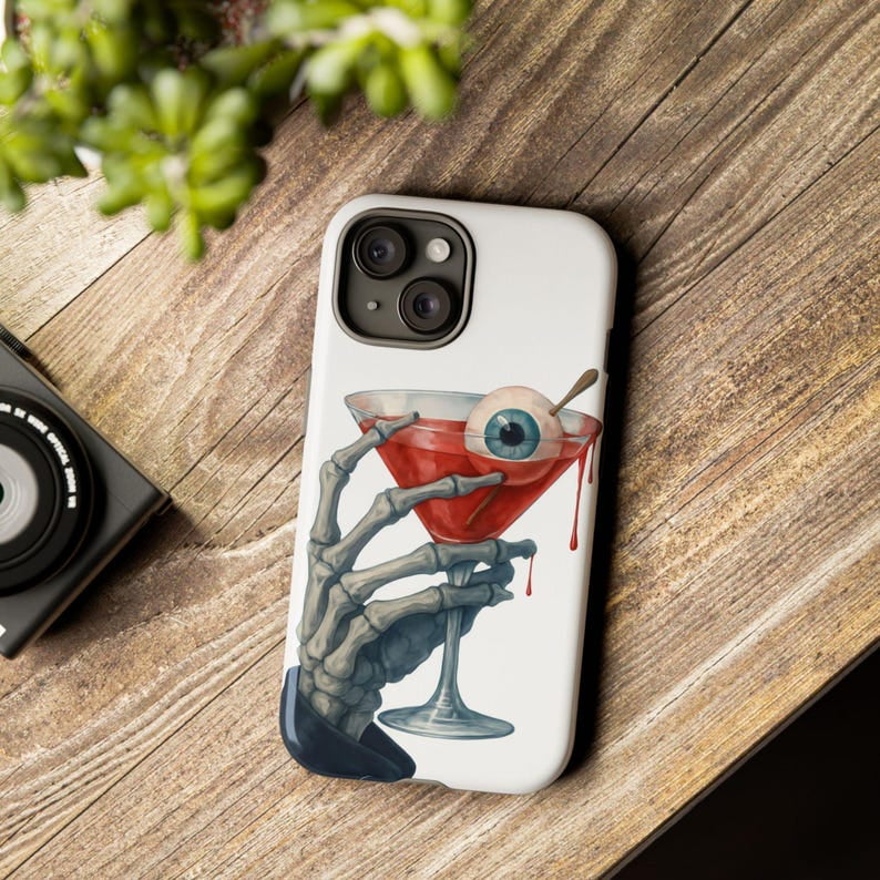 Cocktail Glass Skeleton Hand Phone Case, Gothic Bar Style iPhone 11–17 ...