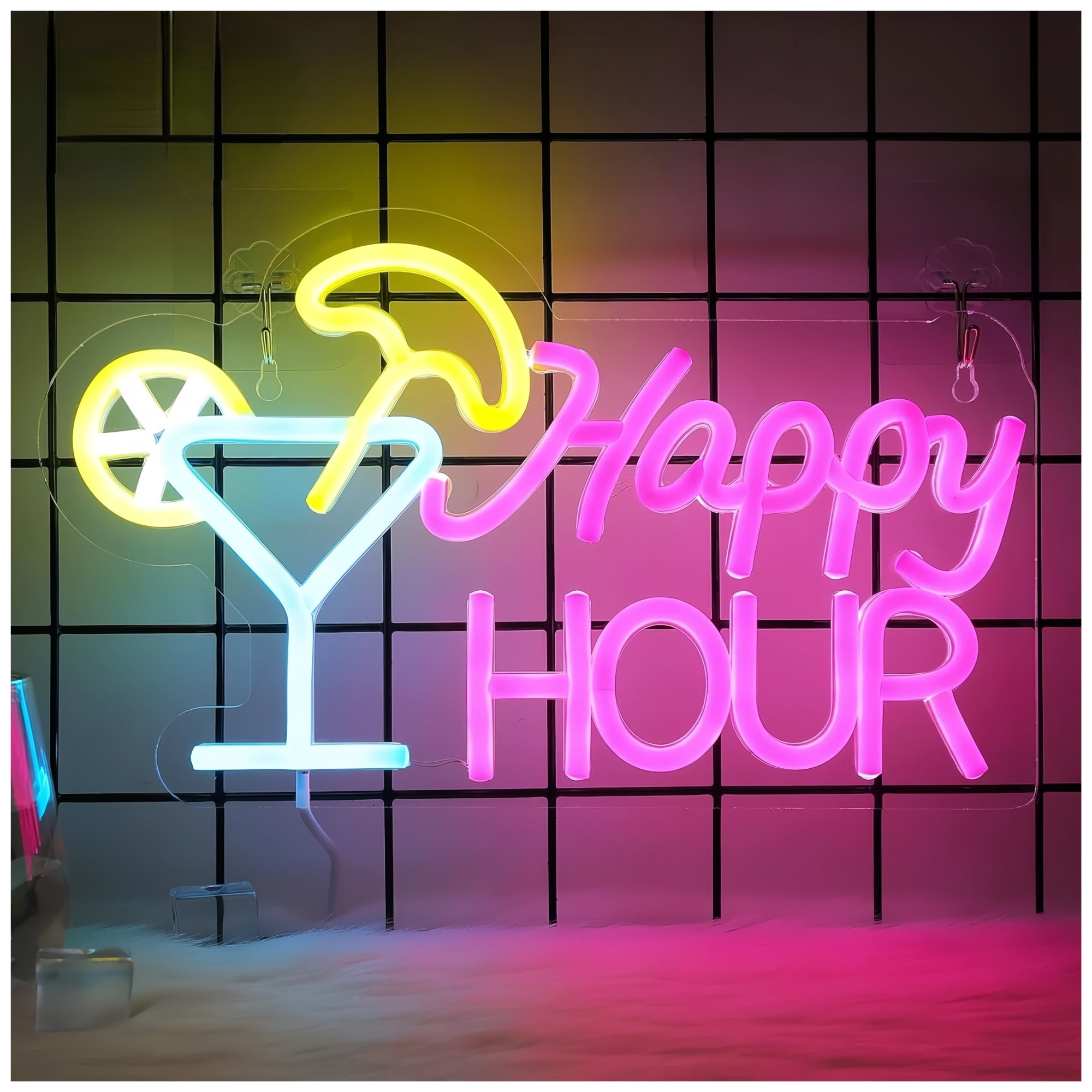 Cocktail Happy Hour Neon Signs LED Neon Lights With USB Powered For ...
